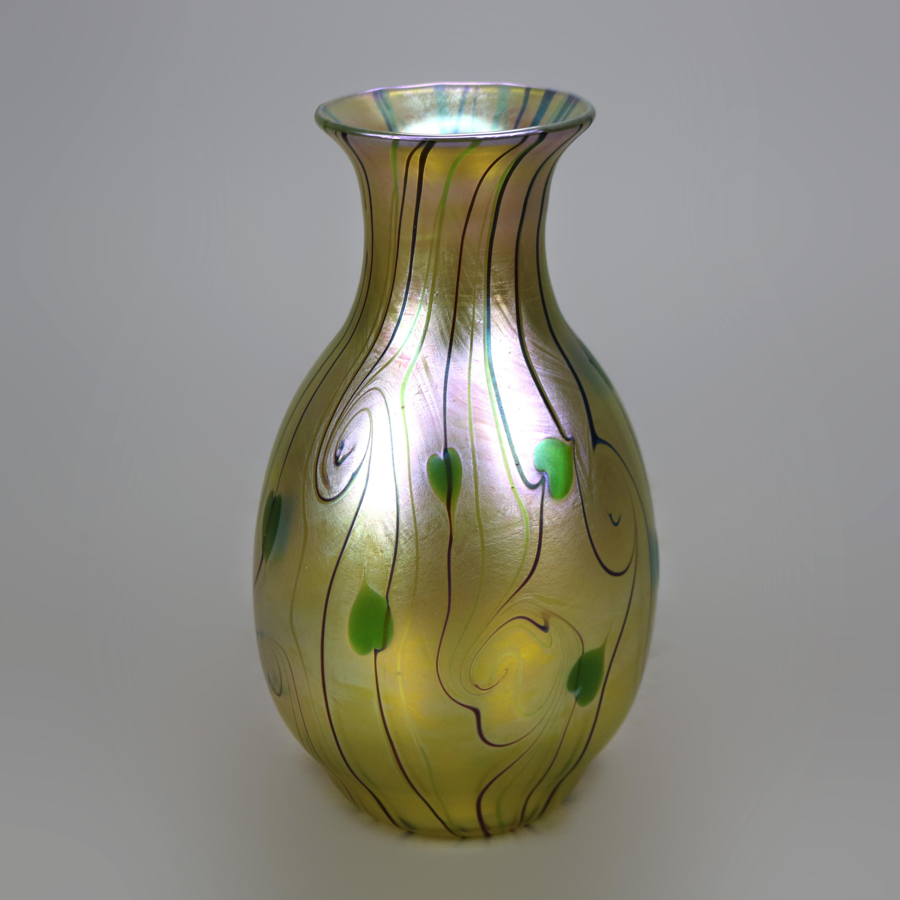 Antique Durand Heart and Vine Art Glass Vase, Circa 1930 at 1stDibs