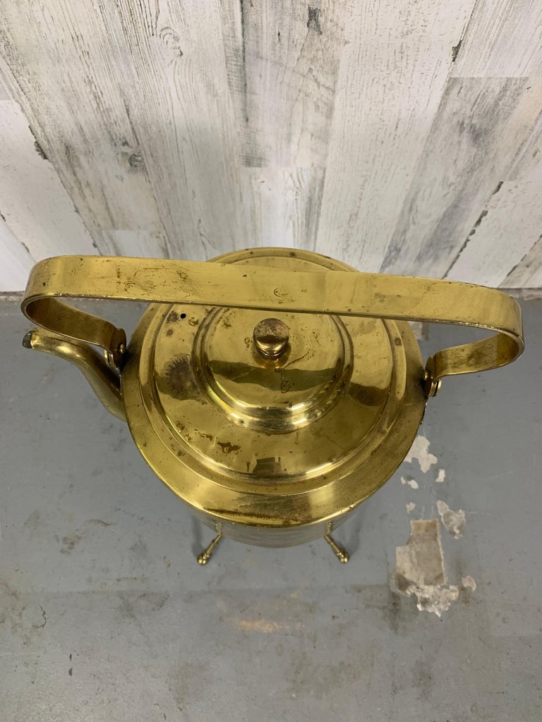 Antique Dutch Brass Coffee Pot and Trivet For Sale at 1stDibs