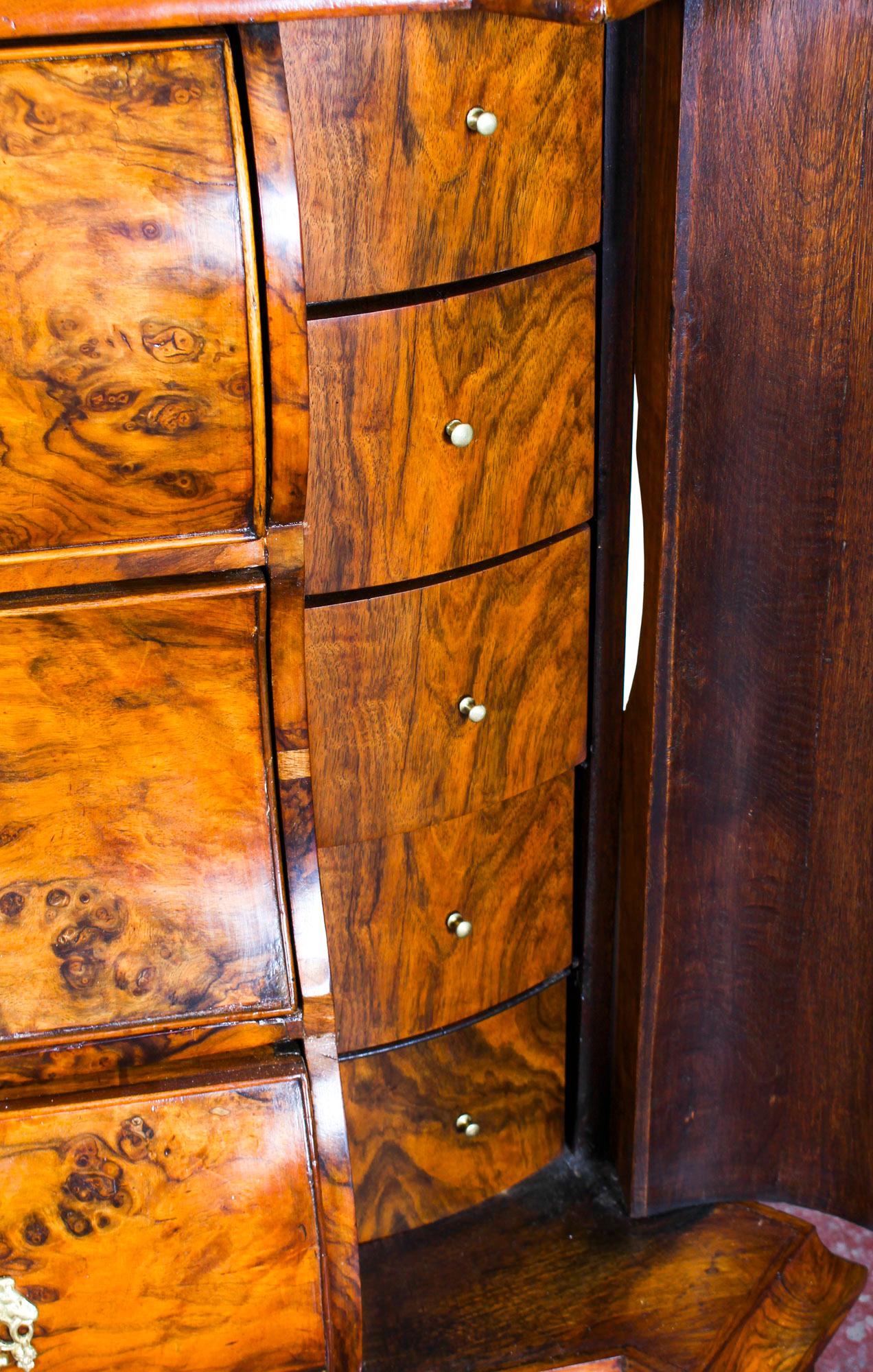 Antique Dutch Burr Walnut Bombé Cabinet Armoire Secret Drawers, 18th ...