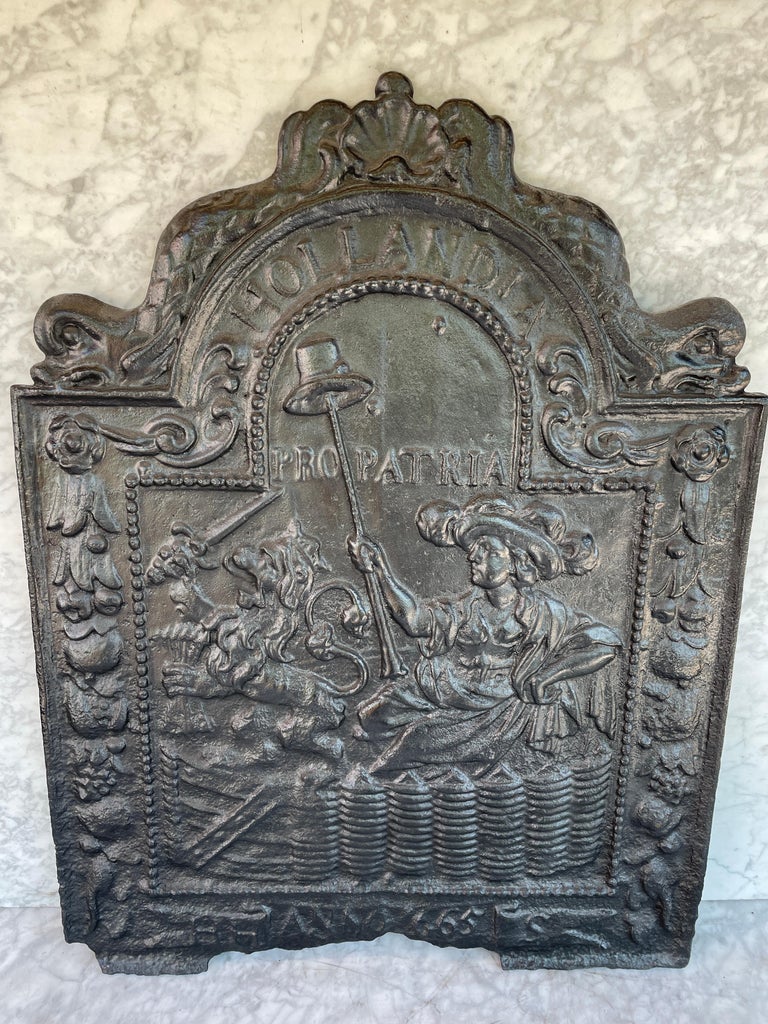 Antique Dutch Cast Iron Fireback For Sale at 1stDibs | antique fireback ...