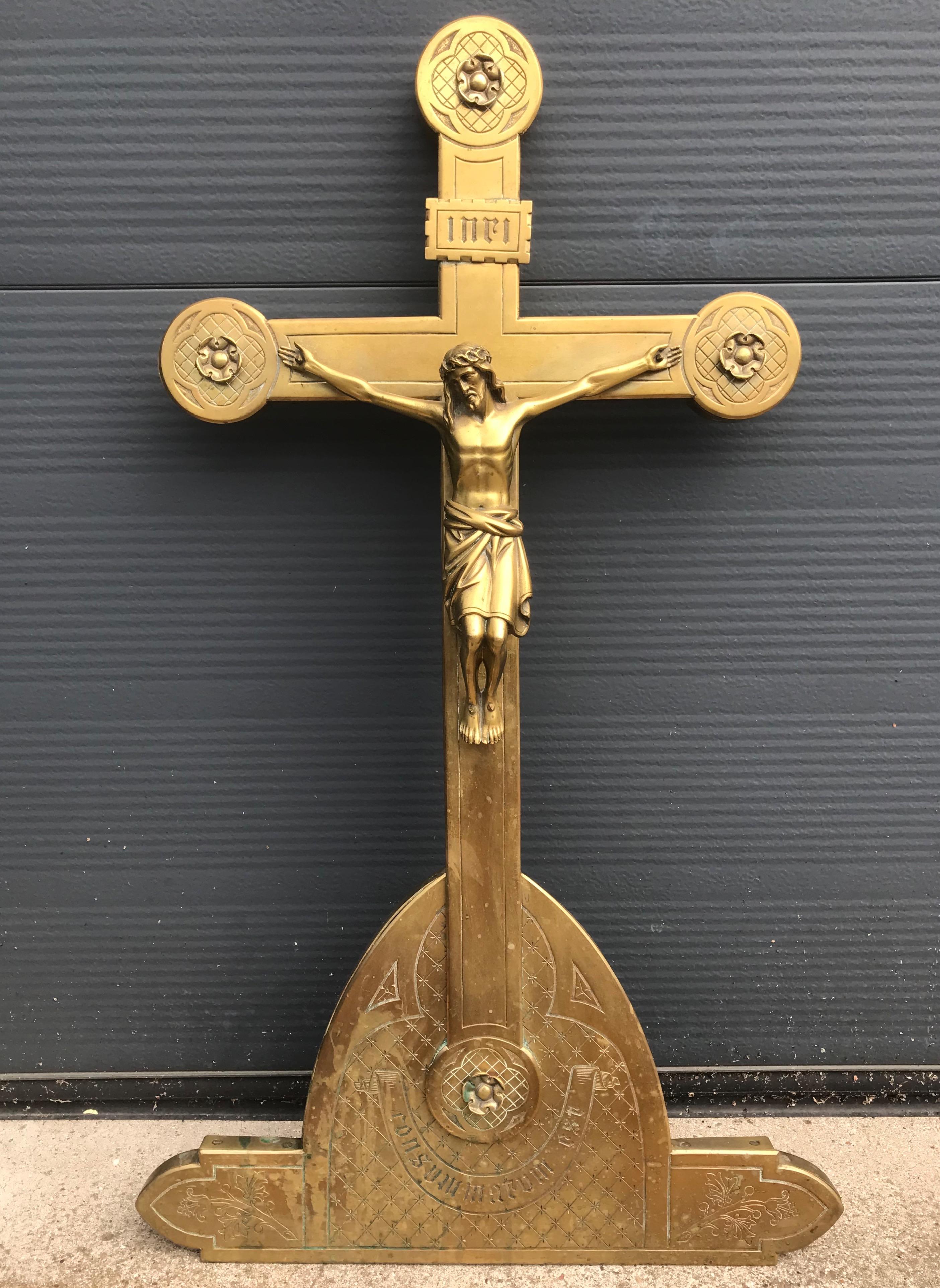 Antique Dutch Church Altar Crucifix with Bronze Corpus of Christ on ...
