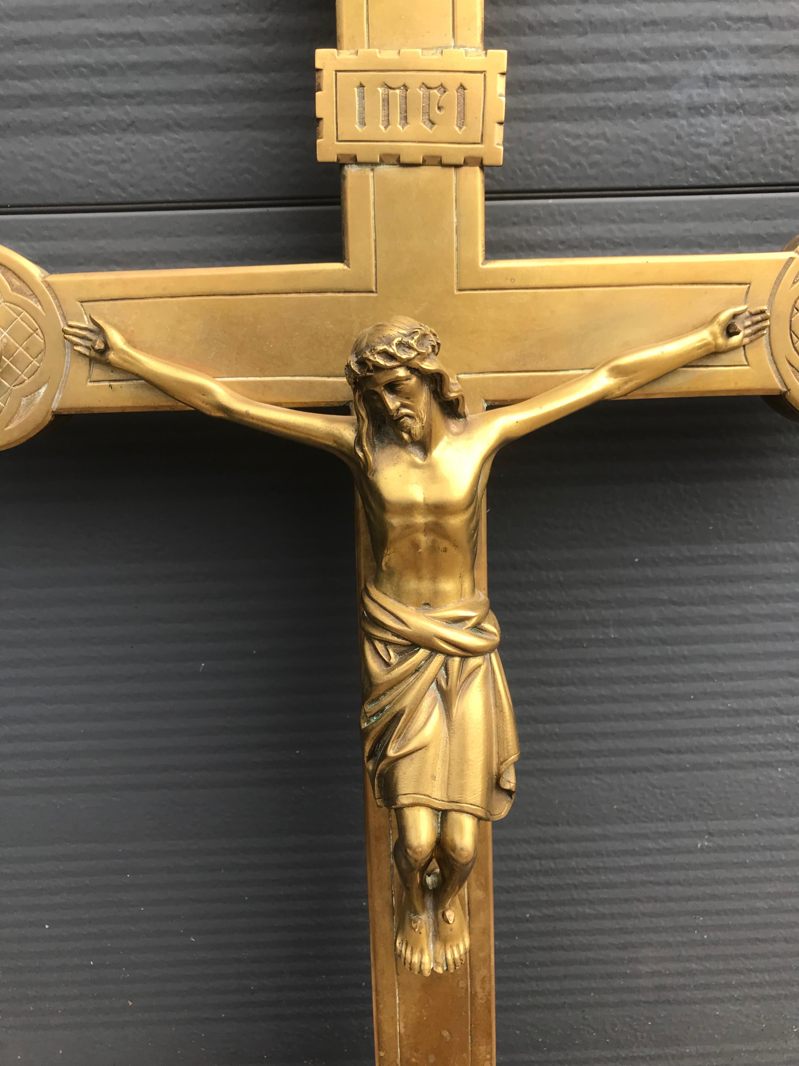 Antique Dutch Church Altar Crucifix with Bronze Corpus of Christ on ...