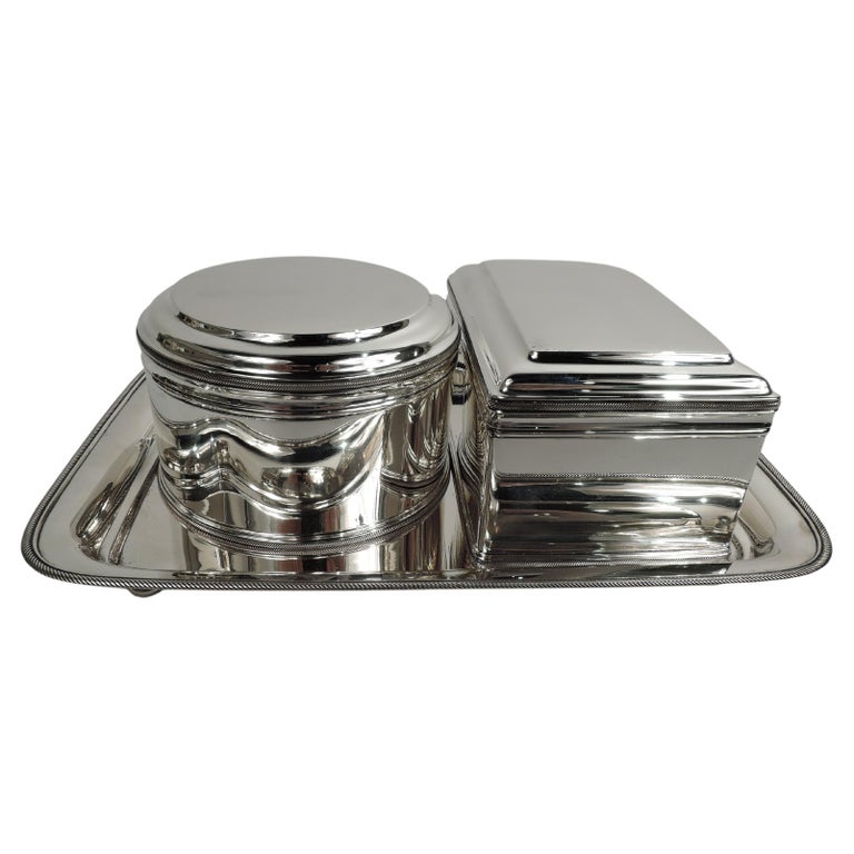 Antique Dutch Classical Silver Boxes on Tray for Desk or Chest Of ...