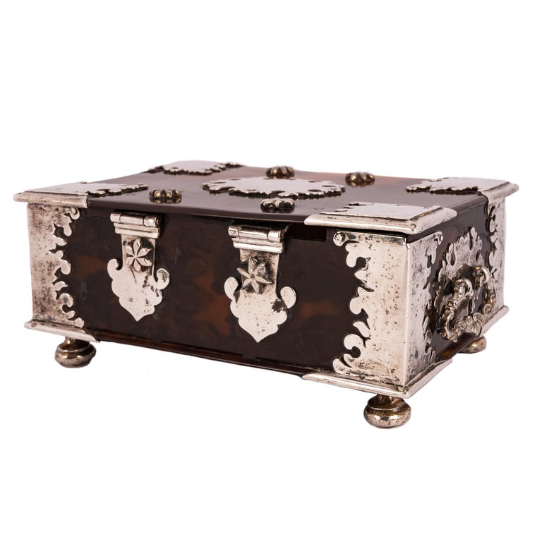Antique Dutch Colonial VOC Batavian Tortoise Shell Silver Sirih Casket ...