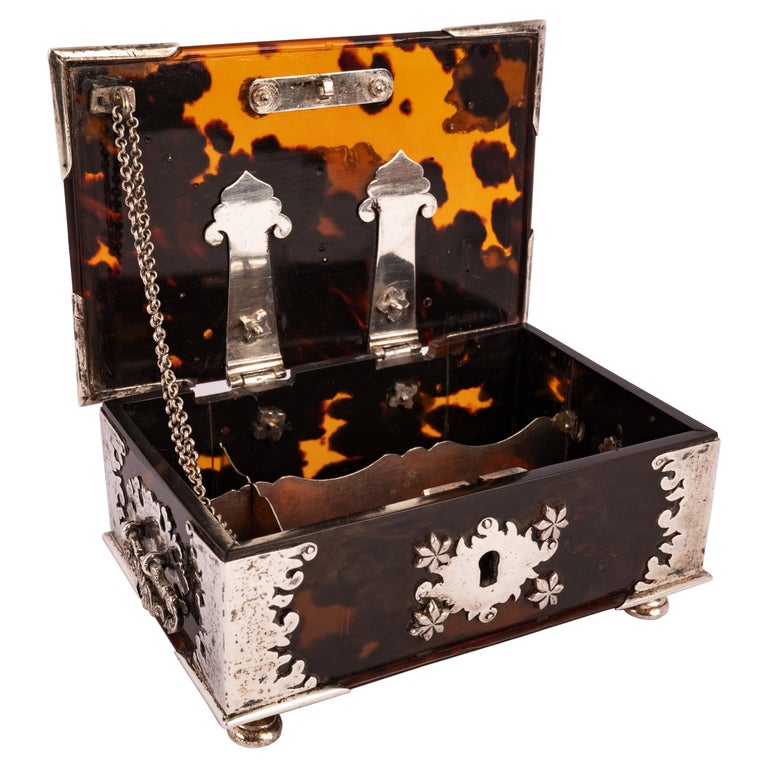 Antique Dutch Colonial VOC Batavian Tortoise Shell Silver Sirih Casket ...