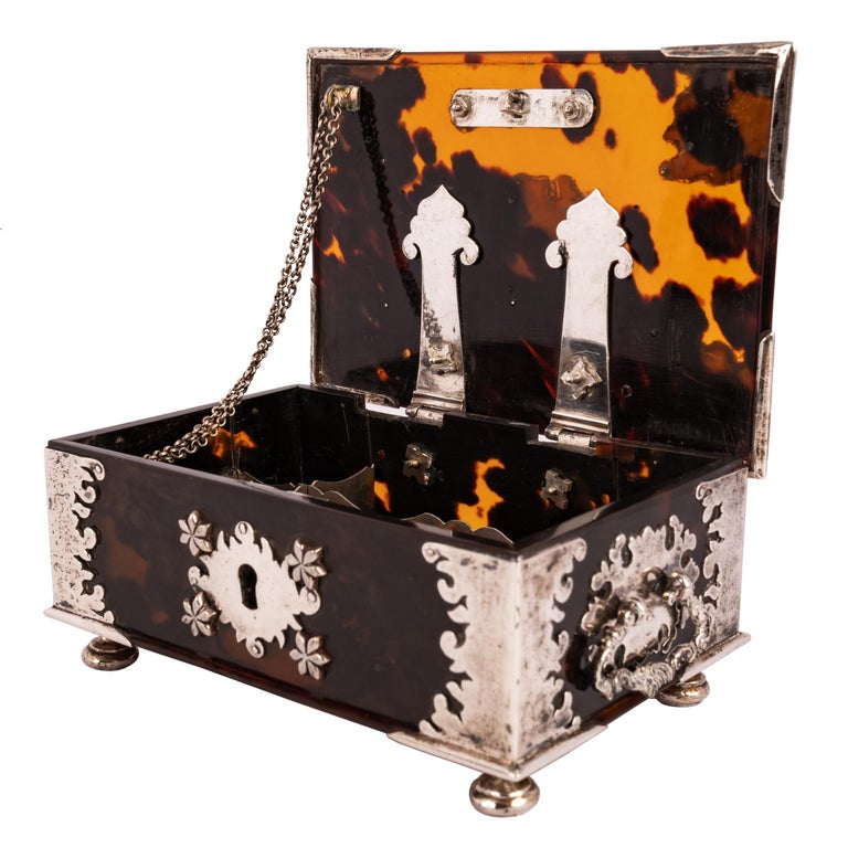 Antique Dutch Colonial VOC Batavian Tortoise Shell Silver Sirih Casket ...
