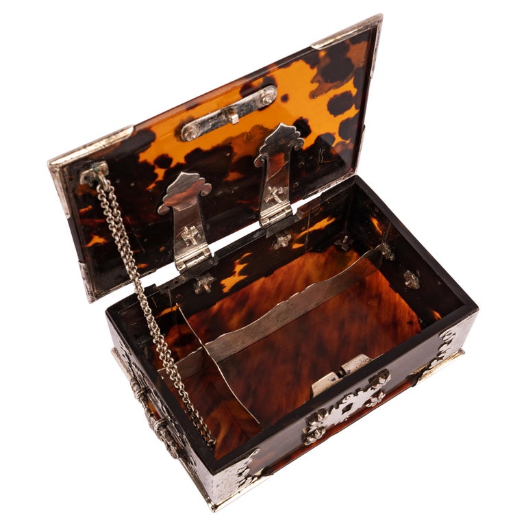 Antique Dutch Colonial VOC Batavian Tortoise Shell Silver Sirih Casket ...