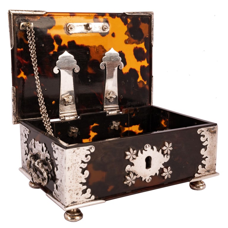 Antique Dutch Colonial VOC Batavian Tortoise Shell Silver Sirih Casket ...