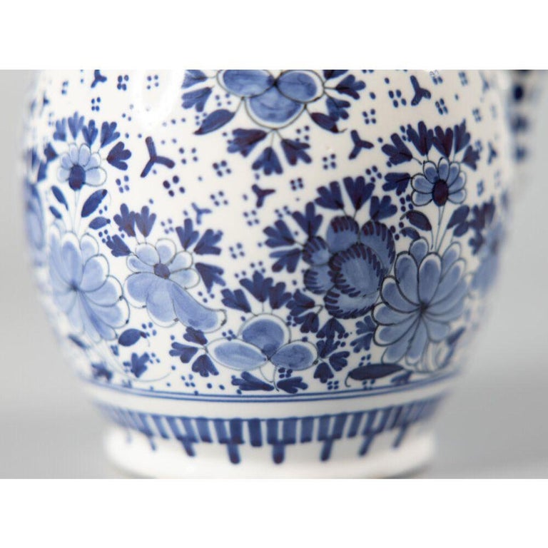 Antique Dutch Delft Faience Bird Floral Pitcher, Wine Jug, Ewer For ...