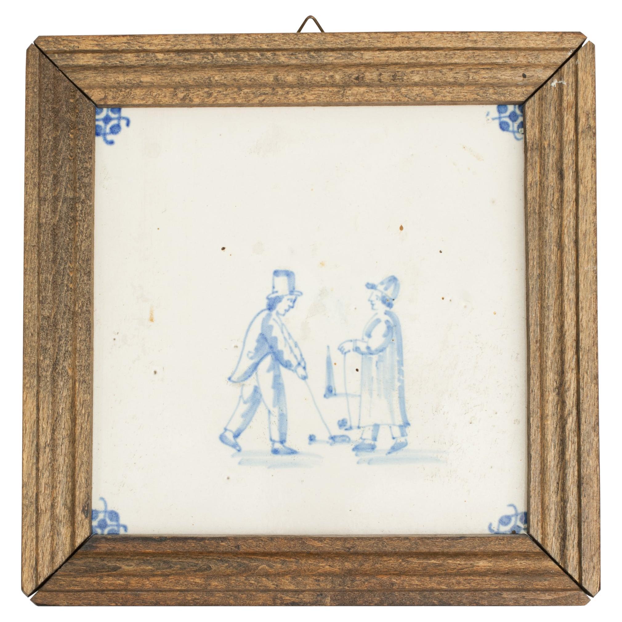 Antique Dutch Delft Golf Tile For Sale at 1stDibs