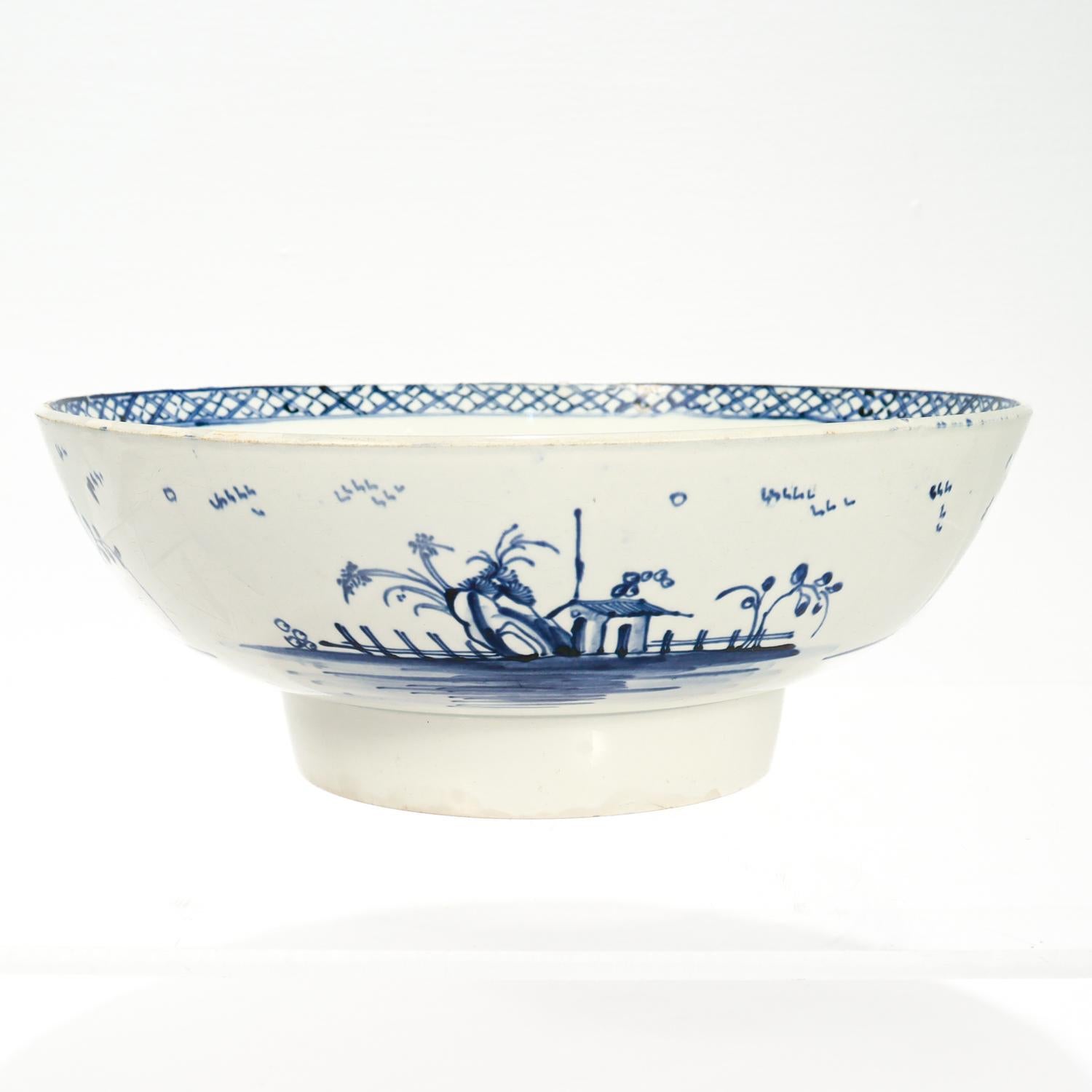 Antique Dutch Delft Pottery Punch Bowl For Sale at 1stDibs