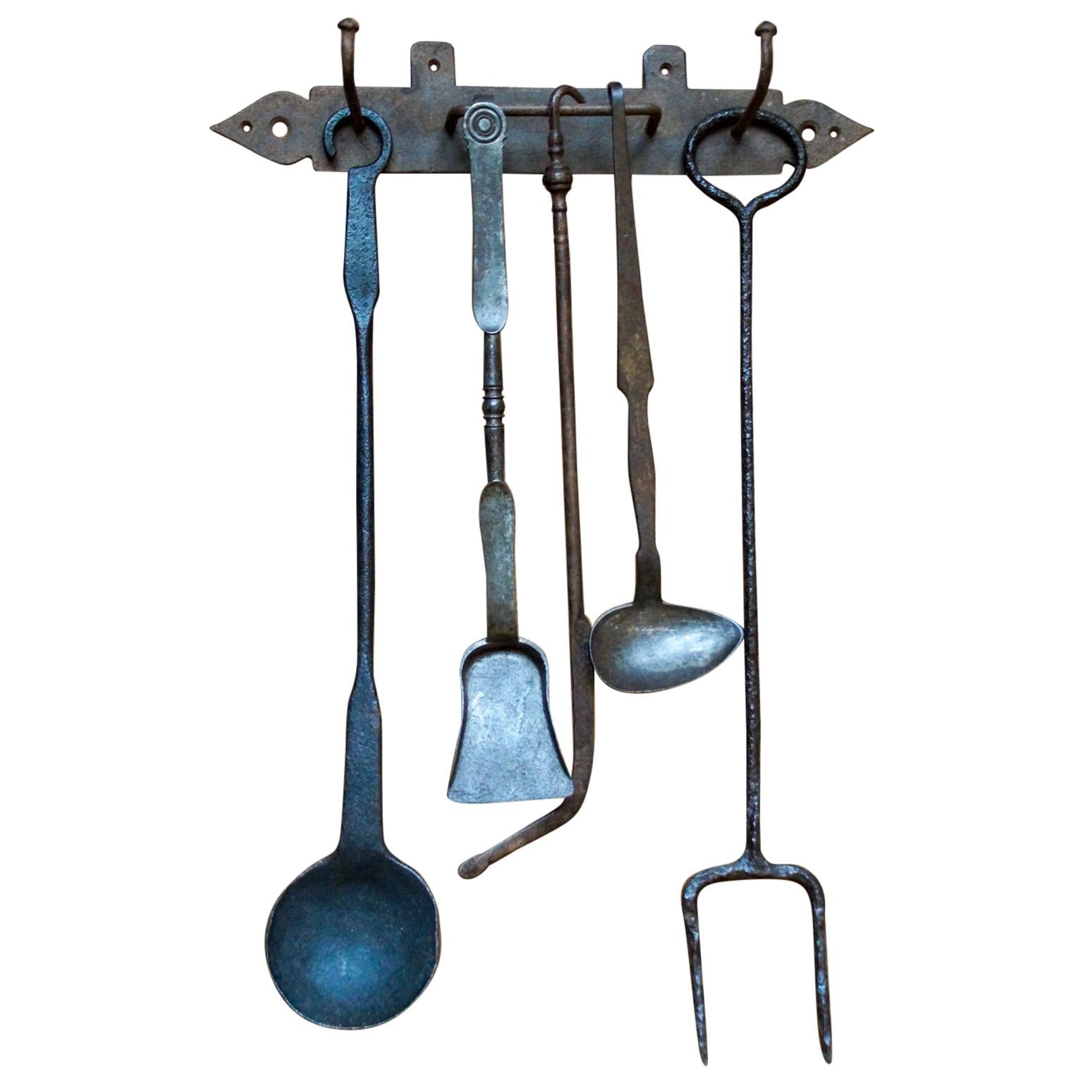 Antique Dutch Fireplace Tool Set, Fire Tools, 18th-19th Century at 1stDibs