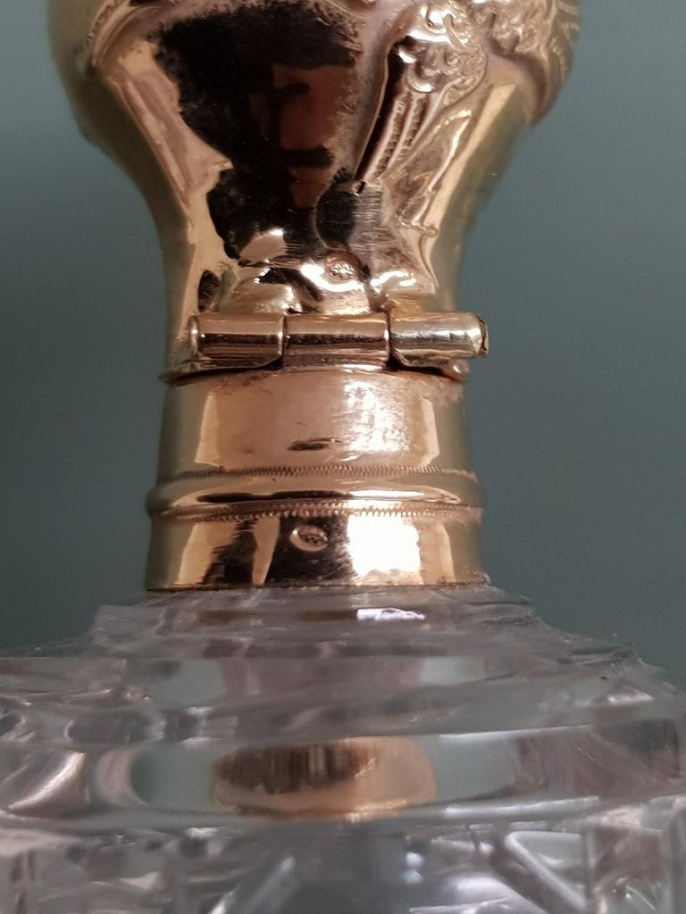 Antique Dutch Glass Perfume Bottle with Gold Cap at 1stDibs