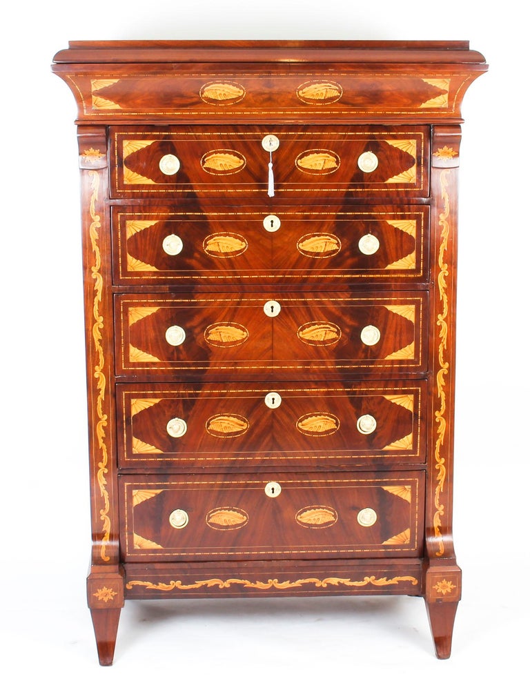 Antique Dutch Marquetry Walnut Seven Drawer Chest, Early 19th Century ...