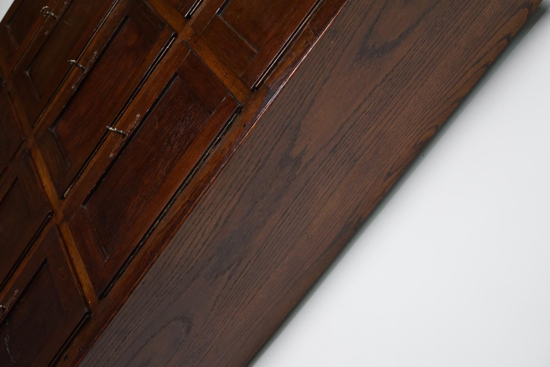 Antique Dutch Oak Locker Cabinet / Post Office, 1920s at 1stDibs