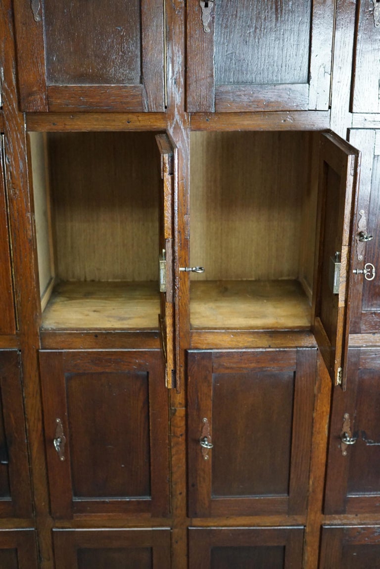 Antique Dutch Oak Locker Cabinet / Post Office, 1920s at 1stDibs