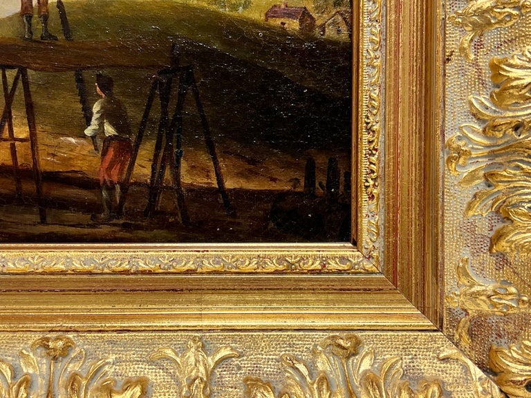 Antique Dutch - Fine Antique Dutch Oil Painting Builders at Work ...