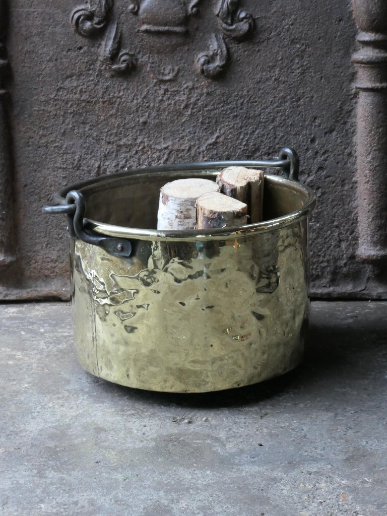 Antique Dutch Polished Brass Log Holder, 18th Century For Sale at 1stDibs