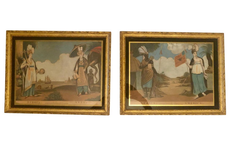 Antique Dutch Prints of the Four Continents For Sale at 1stDibs
