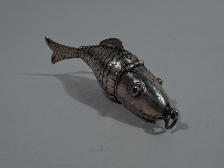 Antique Dutch Silver Articulated Fish Box with Slack-Jawed Mouth For ...