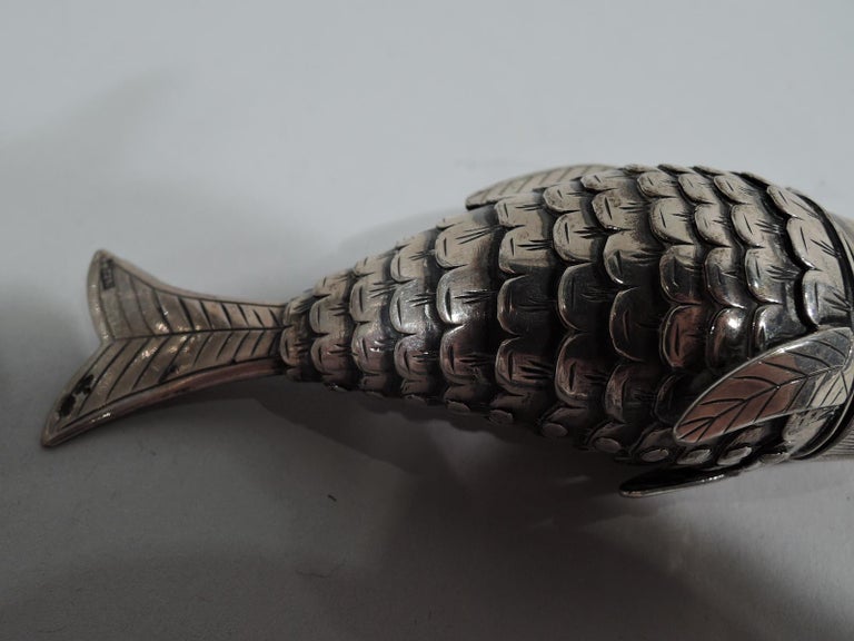 Antique Dutch Silver Articulated Fish Box with Slack-Jawed Mouth For ...