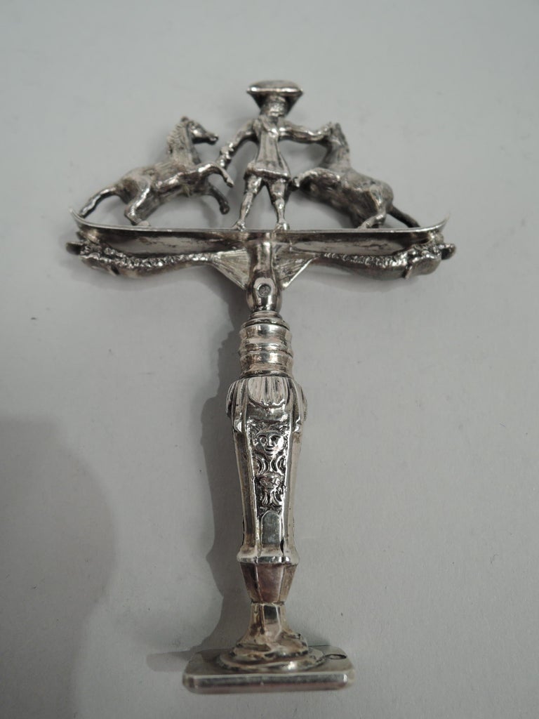 Antique Dutch Silver Corkscrew with Armorial Seal For Sale at 1stDibs
