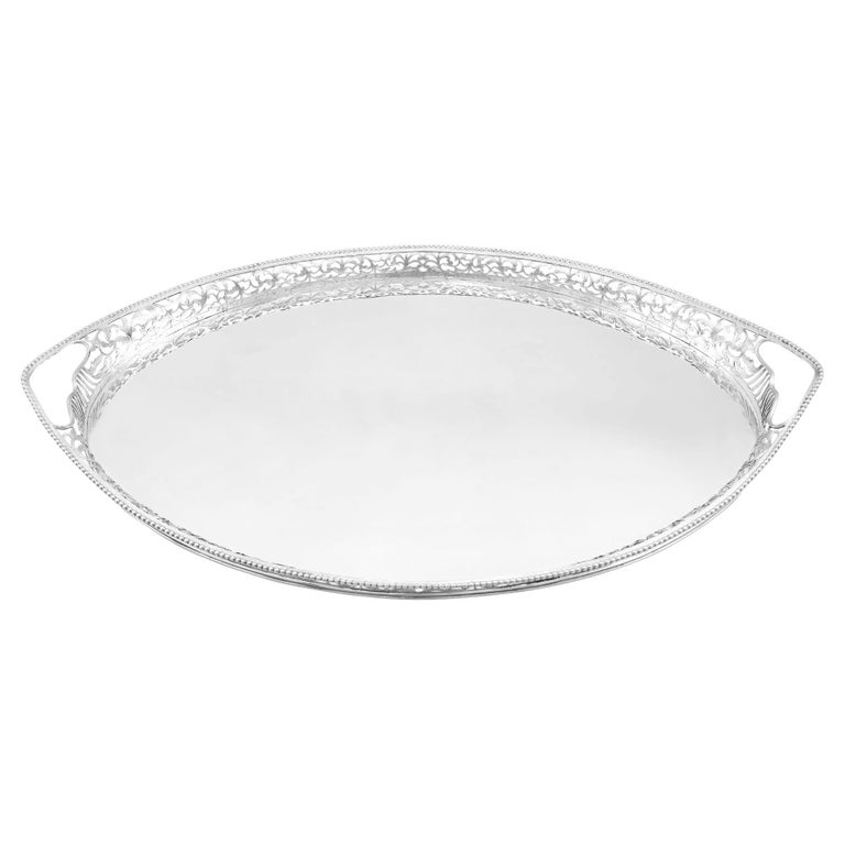 Antique Dutch Silver Gallery Tea Tray For Sale at 1stDibs