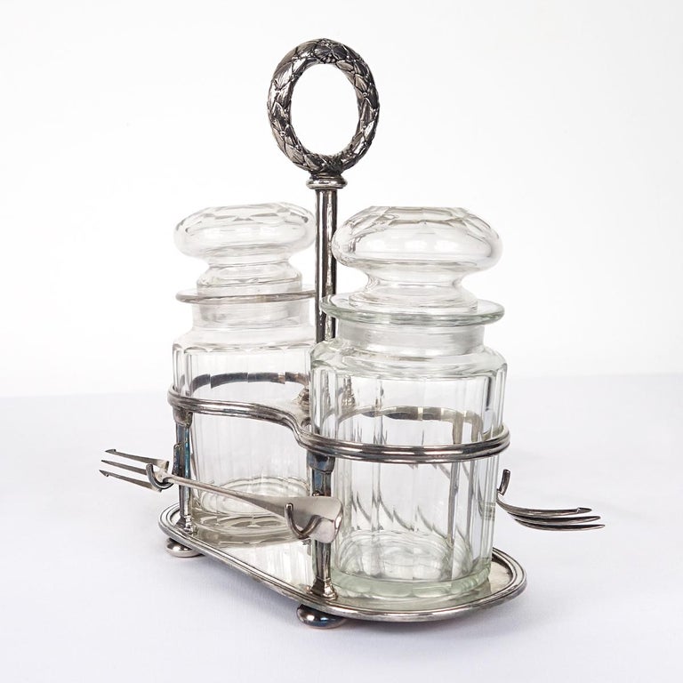 Antique Dutch Silver Plate and Crystal Pickle Set from Royal Dutch ...