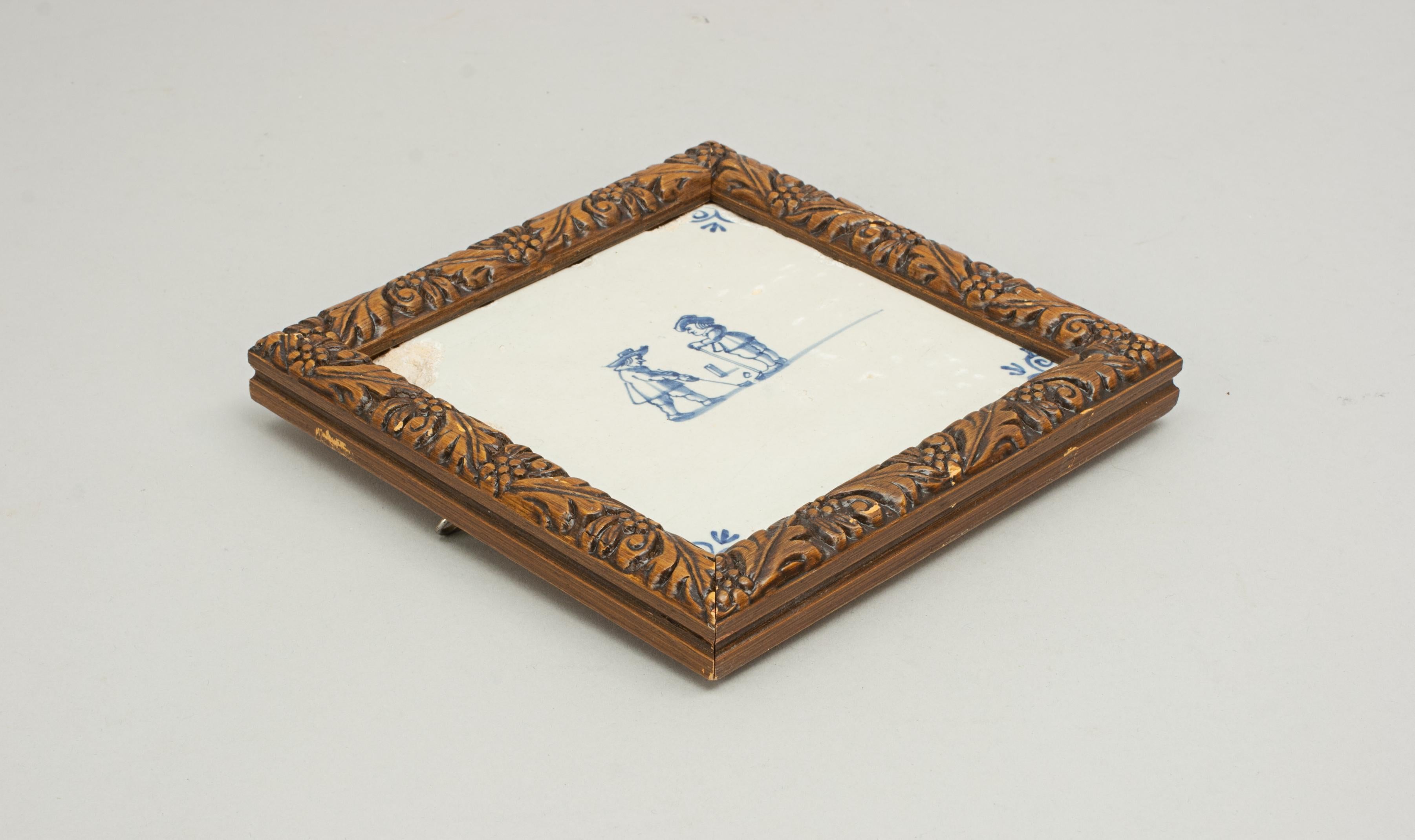 Antique, Dutch Tile With Golf Scene. For Sale at 1stDibs