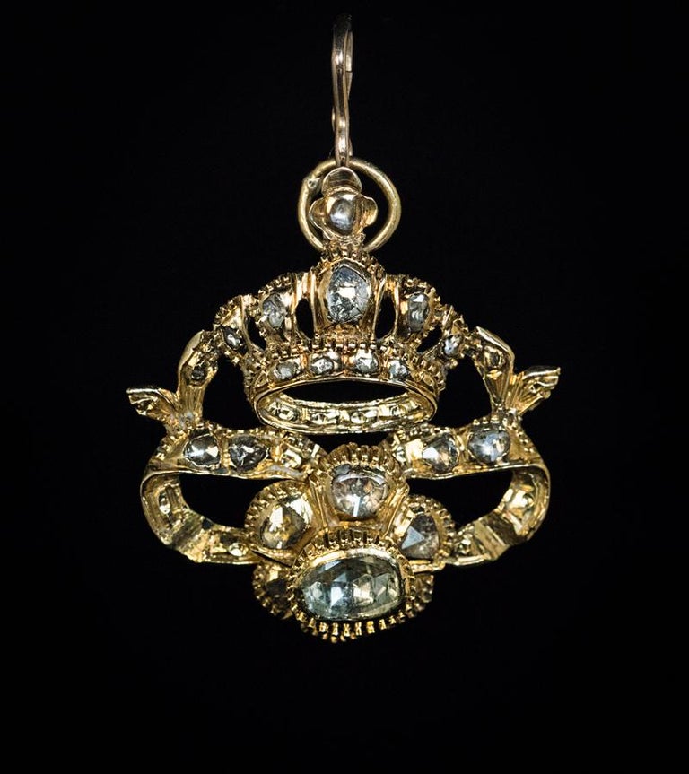 Antique Early 1700s Baroque Diamond Gold Cross Pendant at 1stDibs