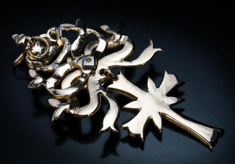 Antique Early 1700s Baroque Diamond Gold Cross Pendant at 1stDibs
