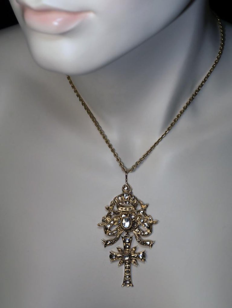 Antique Early 1700s Baroque Diamond Gold Cross Pendant at 1stDibs