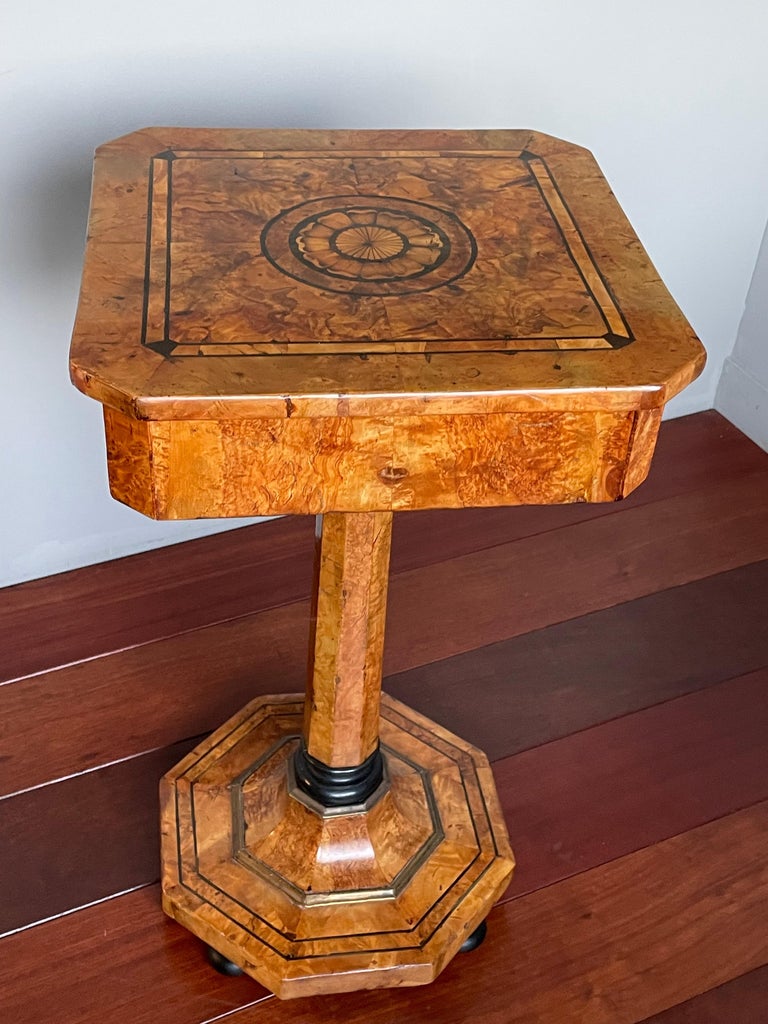 Antique Early 1800s Viennese Empire Inlaid Side Table w. Drawer and ...