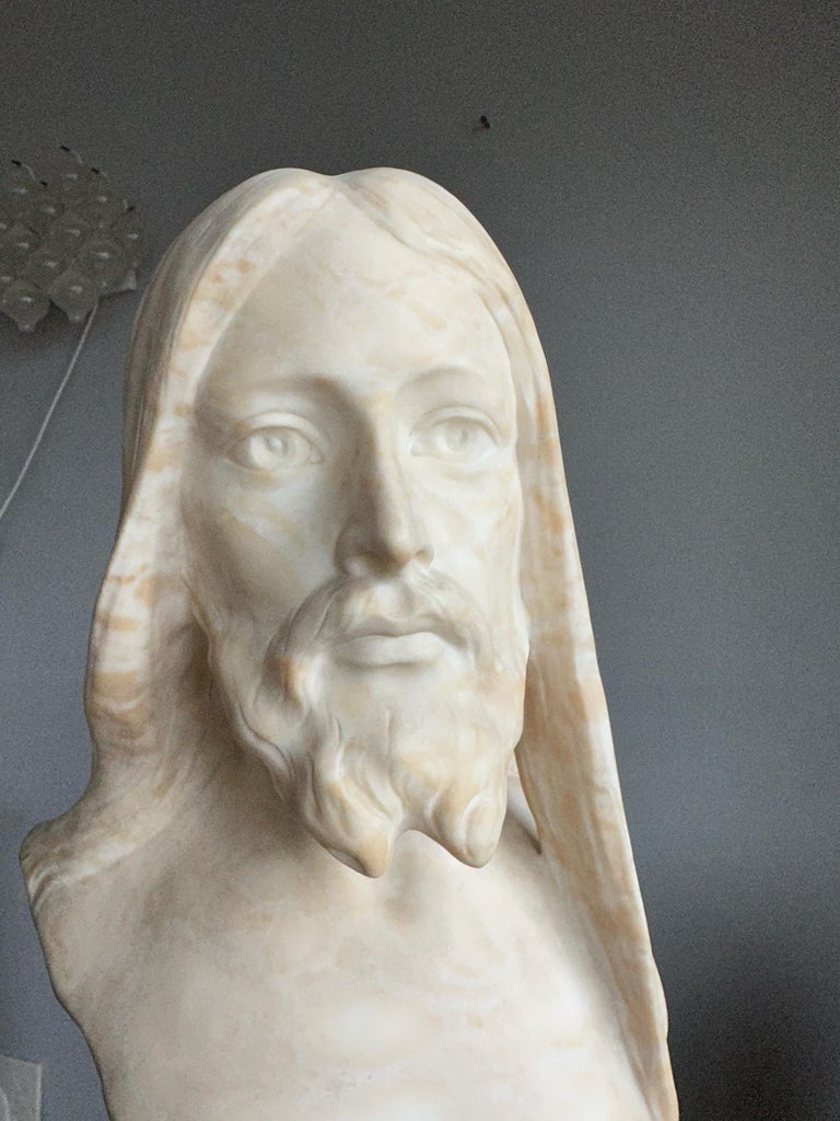 Antique, Early 1900 Large Hand Carved Alabaster Sculpture / Bust of ...