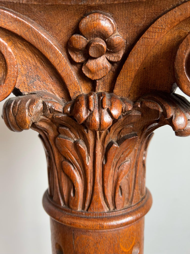 Antique Early 1900s Majestic Hand Carved Oak Display Sculpture Stand ...