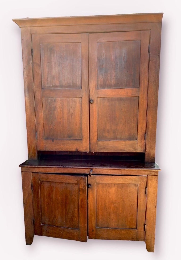 Antique Early 19th C. Amish Cherry-Wood Step-Back Cupboard For Sale at ...