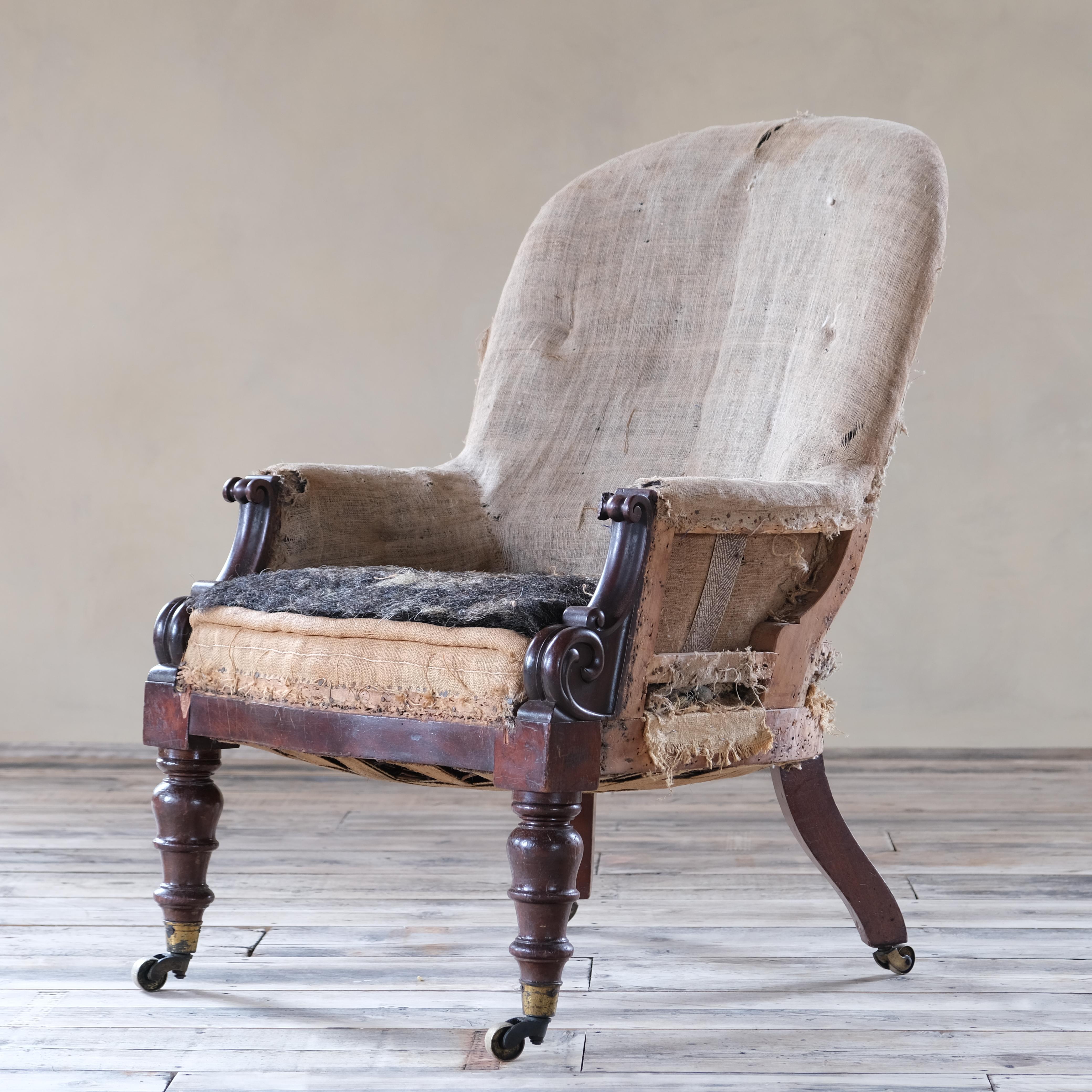 Antique Early 19th Century Mahogany Library Armchair at 1stDibs