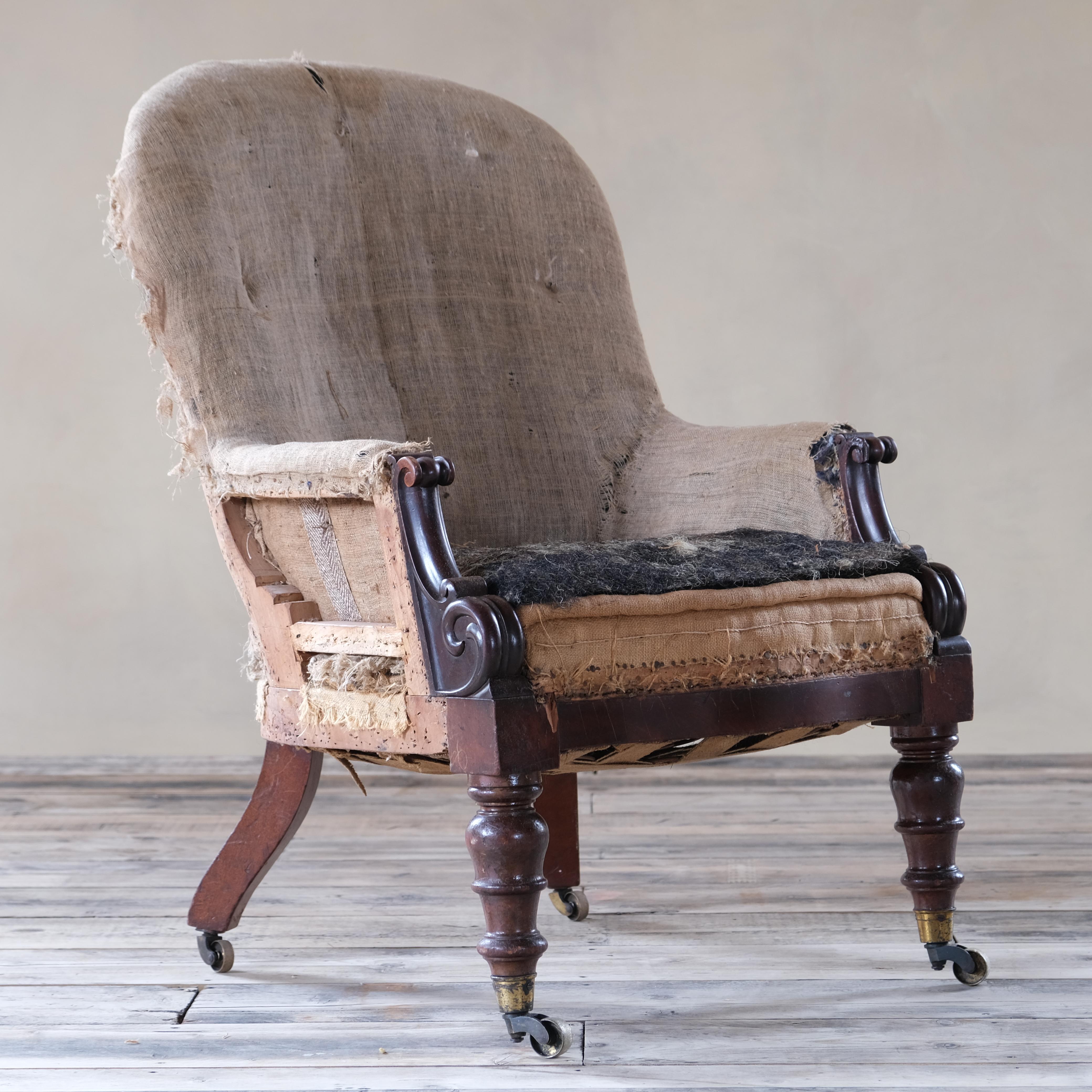 Antique Early 19th Century Mahogany Library Armchair at 1stDibs