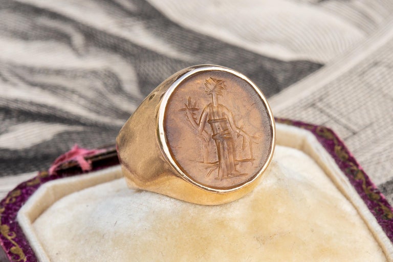 Antique Early 19th Century Signet Ring Set with Ancient Roman 1st-3rd ...