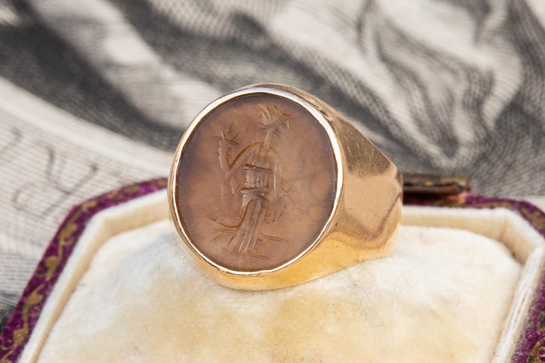 Antique Early 19th Century Signet Ring Set with Ancient Roman 1st-3rd ...