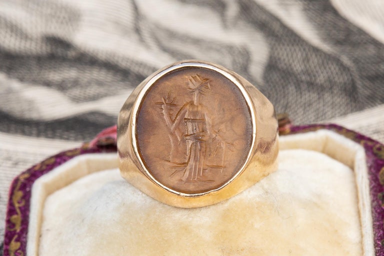 Antique Early 19th Century Signet Ring Set with Ancient Roman 1st-3rd ...