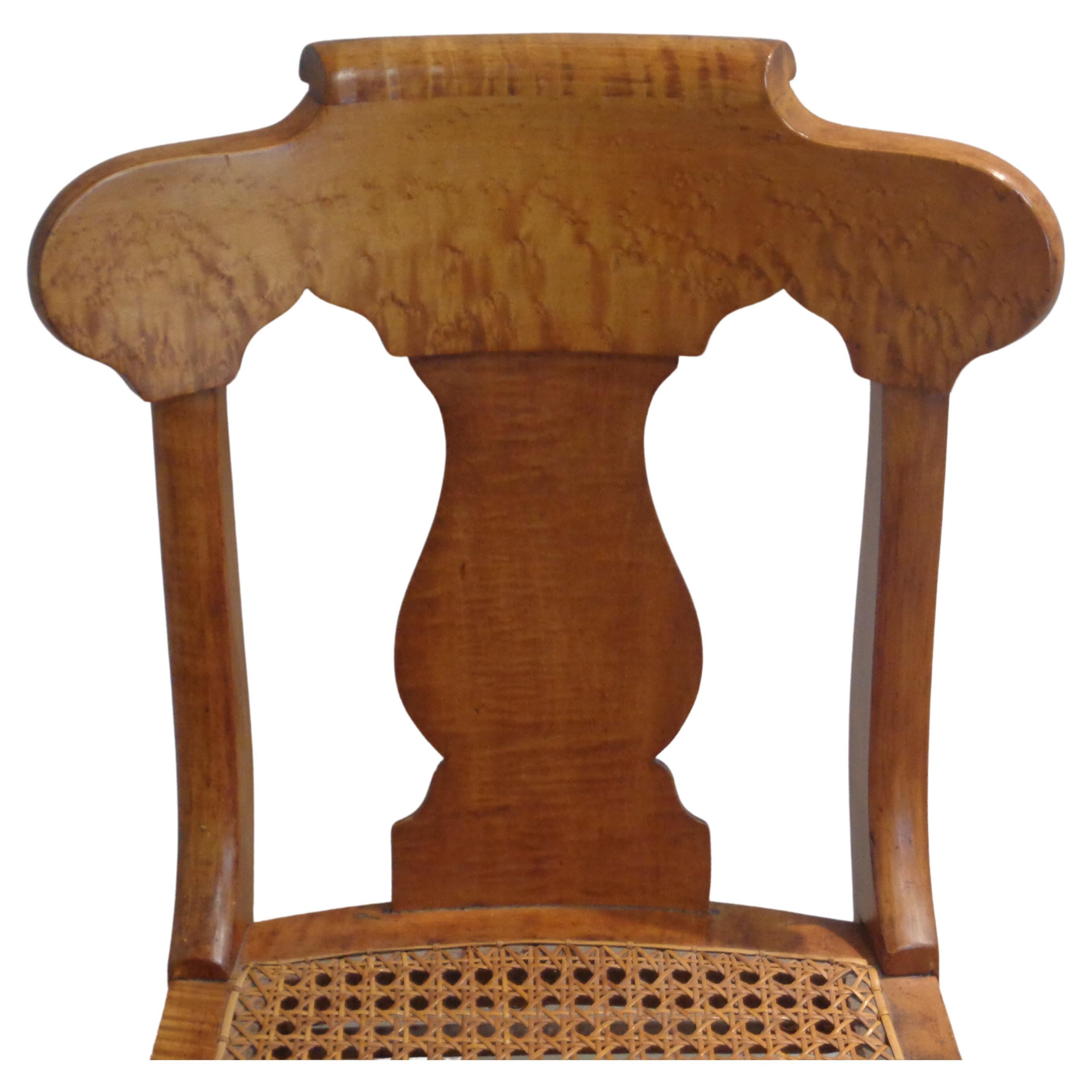 Antique 19th Century American Tiger Maple and Birdseye Maple Side Chair ...