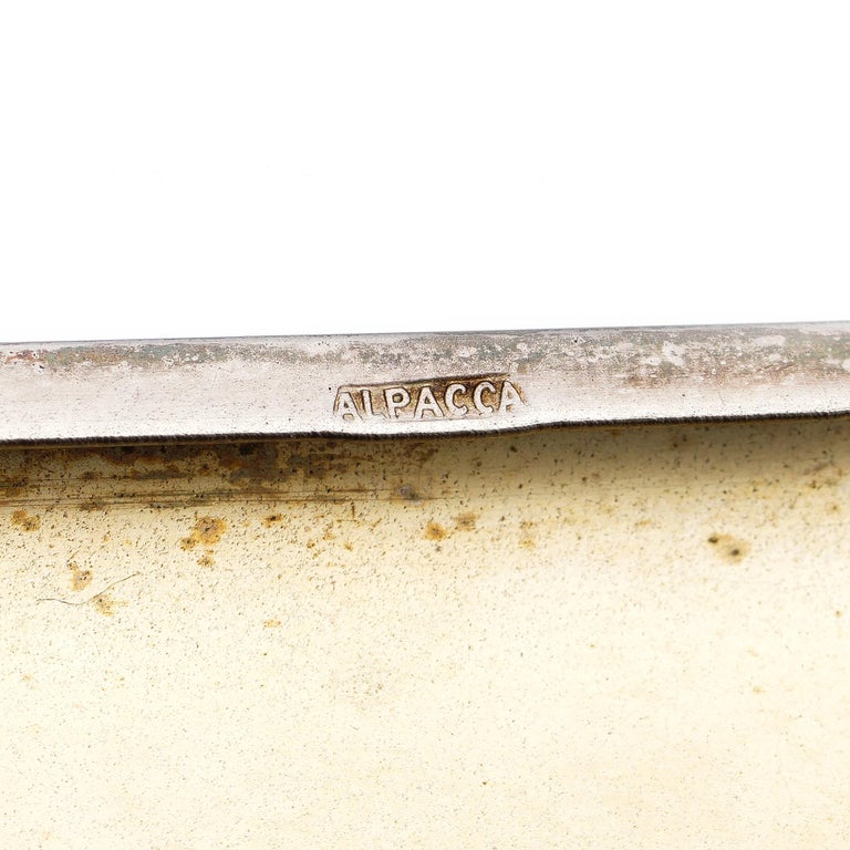 Antique Early 20th Century Alpacca Silver and Enamel Cigarette Case For ...