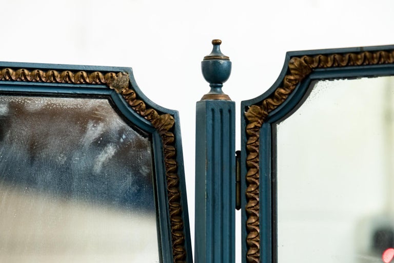 Antique Early 20th Century Blue Painted Dressing Table with Mirror and ...
