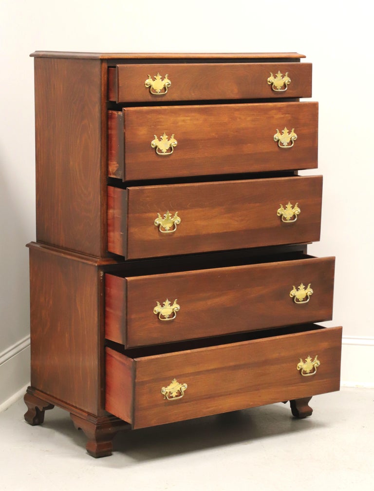 Antique Early 20th Century Cherry Chippendale Chest on Chest For Sale ...