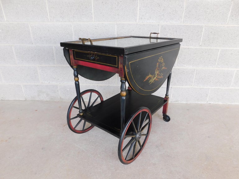 Antique Early 20th Century Chinoiserie Hand Paint Decorated Rolling ...