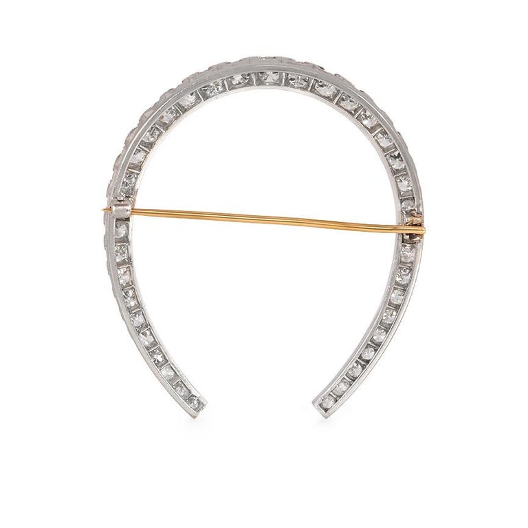 Antique Early 20th Century Diamond and Platinum Horseshoe Brooch For ...