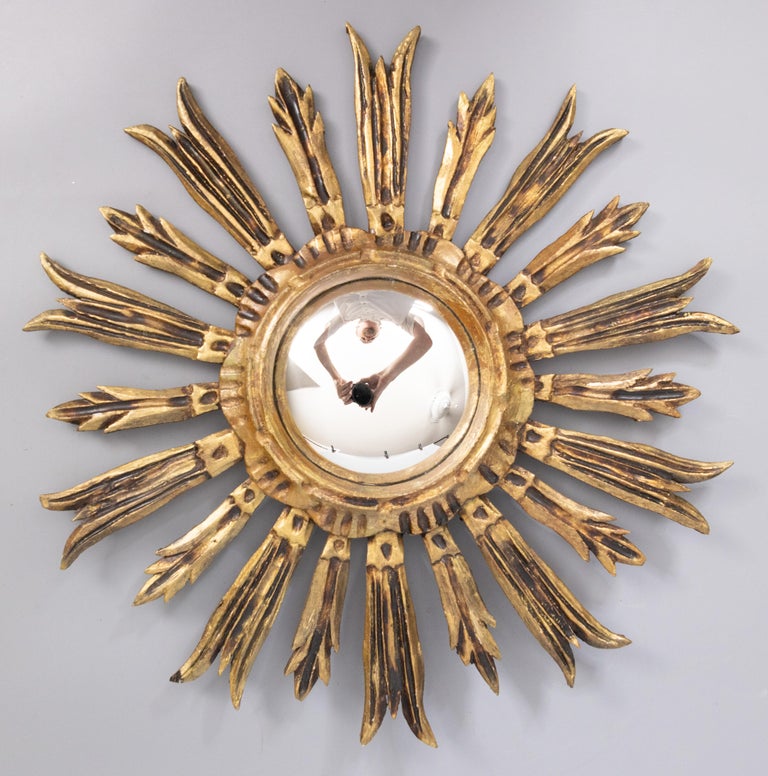 Antique Early 20th Century French Giltwood and Gesso Sunburst Starburst ...