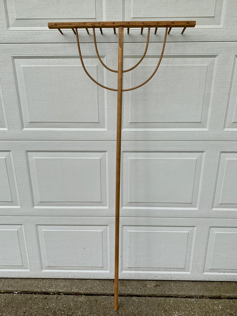 Antique Early 20th Century Hand Made Wooden Hay Rake For Sale at 1stDibs