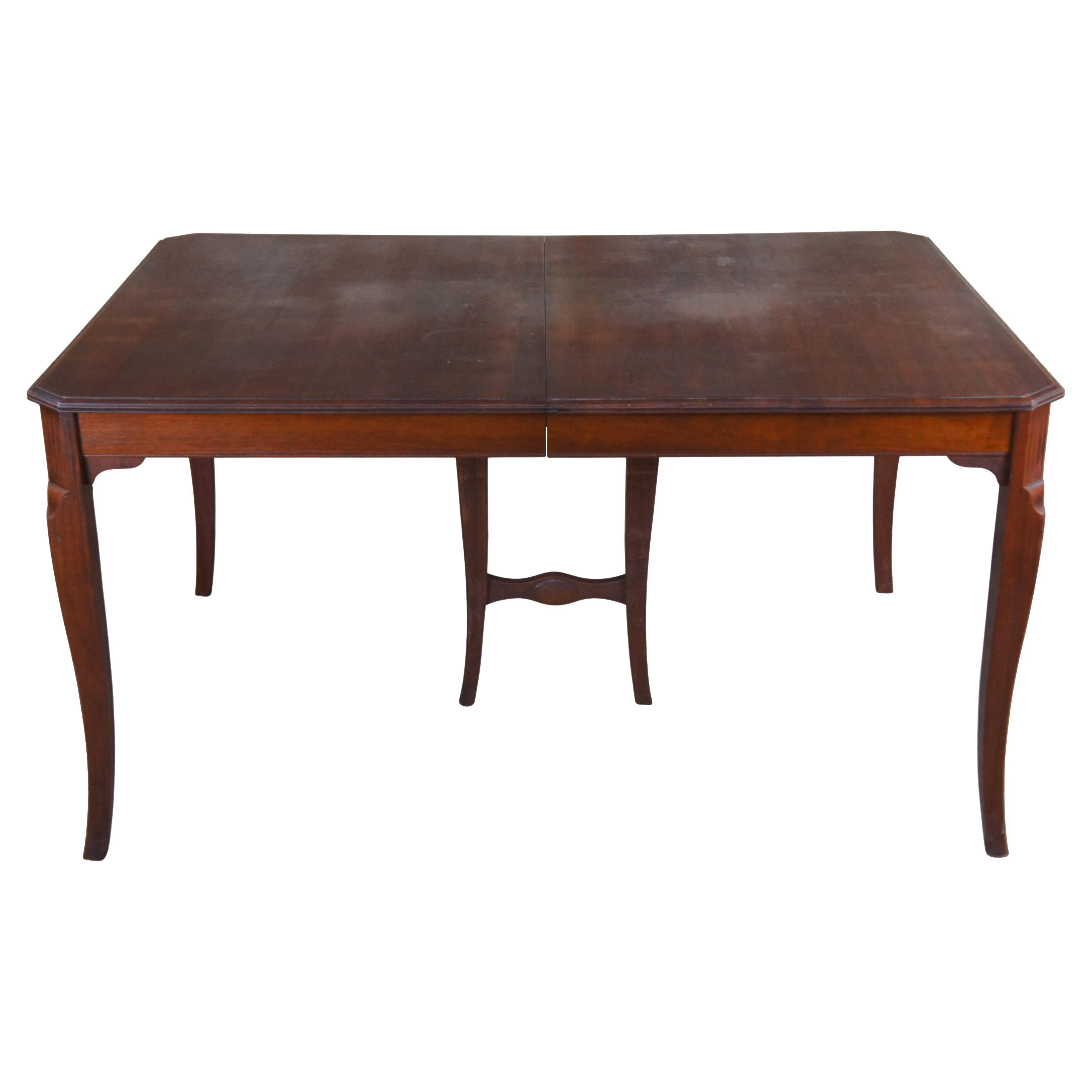 Antique Early 20th Century Walnut Dining Table Set with 8 Leather ...